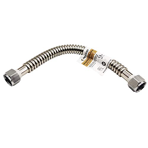 PROZRTED Corrugated Stainless Steel Water Heater Connector Flexible 1" FIP x 1" FIP 18" Length 2 Pack for Water Heater Water Softener Boilers