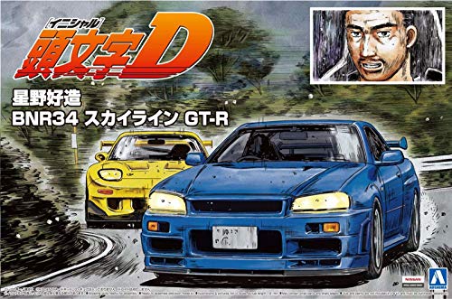 Aoshima 1/24 Scale Initial D Kozo Hoshino Bnr34 Skyline GT-R- Plastic Car Model Building Kit # 57339
