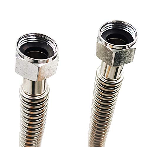 PROZRTED Corrugated Stainless Steel Water Heater Connector Flexible 1" FIP x 1" FIP 18" Length 2 Pack for Water Heater Water Softener Boilers