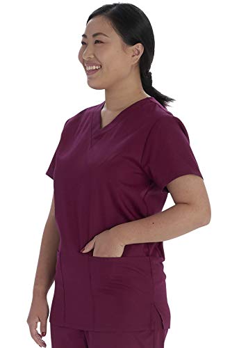 Vital Threads Men and Women Scrubs Set V-Neck Top & Drawstring Pant, VT526C, XL, Wine