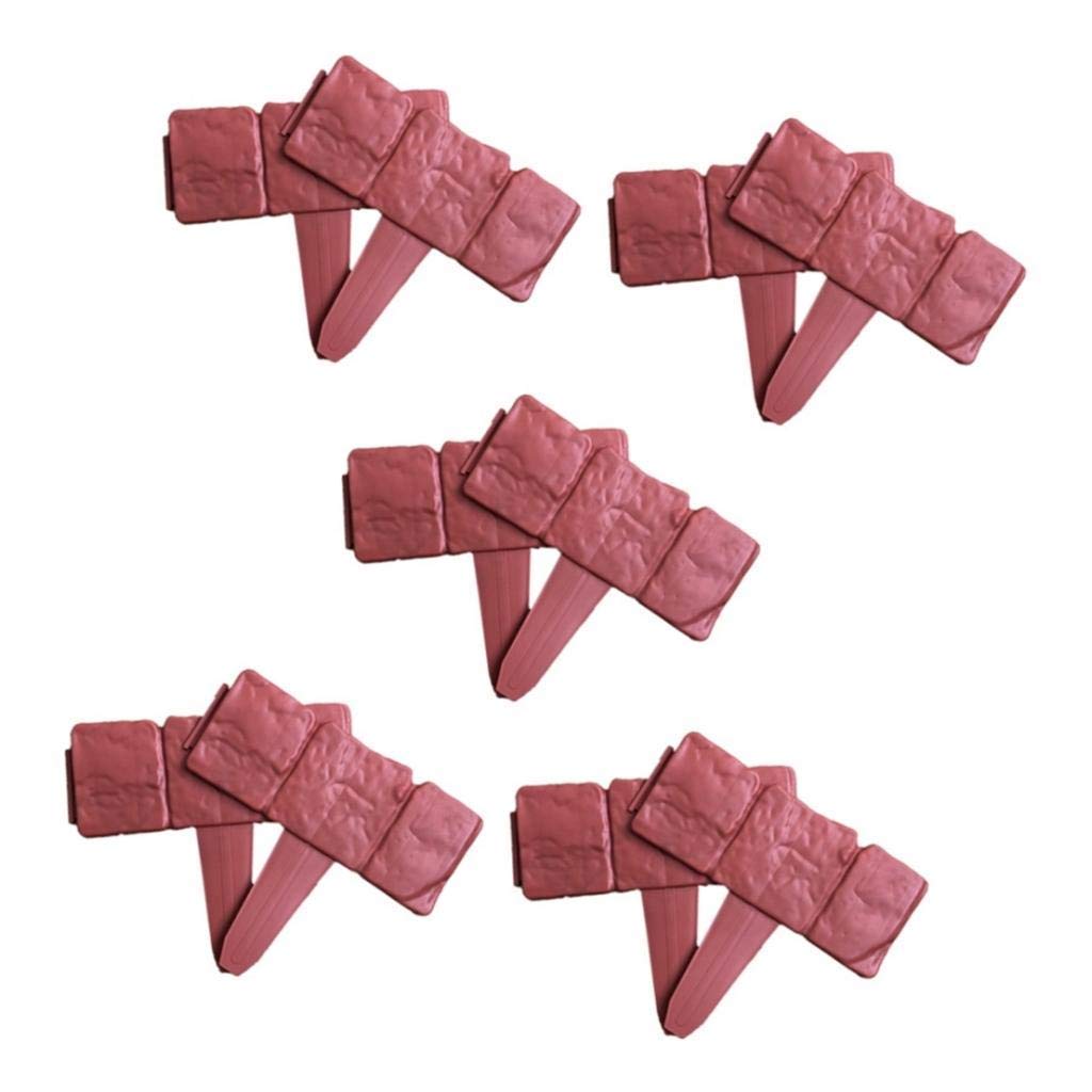 Tubayia Pack of 10 Lawn Edging Flower Bed Edging Imitation Stone Garden Fence for Garden Decoration (Orange)