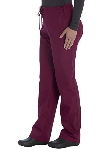 Vital Threads Men and Women Scrubs Set V-Neck Top & Drawstring Pant, VT526C, XL, Wine