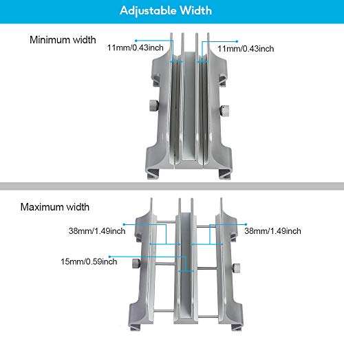 Vertical Laptop Stand [Updated Version],3-Slot Space-Saving Aluminum Desktop Stand Holder with Adjustable Dock Size Compatible for All MacBook/HP/Dell/Surface/Samsung/Chrome Book(Silver)