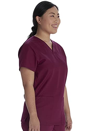 Vital Threads Men and Women Scrubs Set V-Neck Top & Drawstring Pant, VT526C, XL, Wine