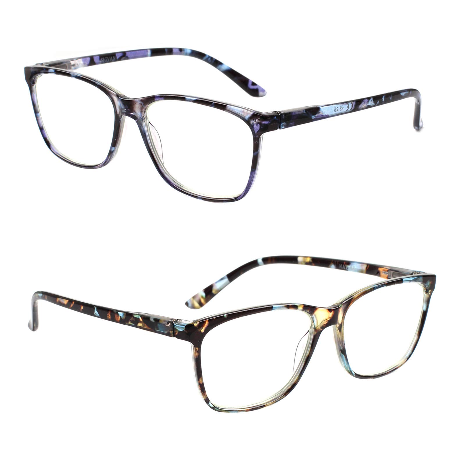 SIGVAN Ladies Reading Glasses Blue Light Blocking Spring Hinge Fashion Pattern Print Eyeglasses for Women (multicolour, 2.00)