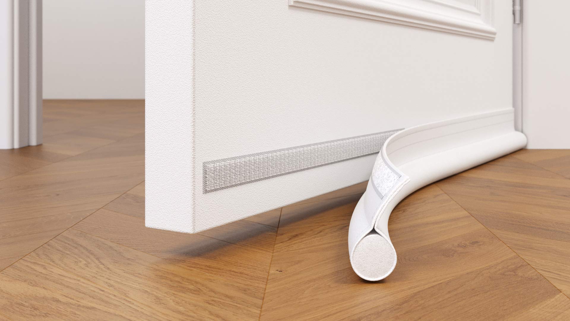 McDILS Under Door Draft Blocker White - Door Draft Stopper 32 to 38 inches - Weatherproofing Door Seal Strip - Draft Stopper for Bottom of Door - Noice Reduction Sound Proof Door Draft Blocker White
