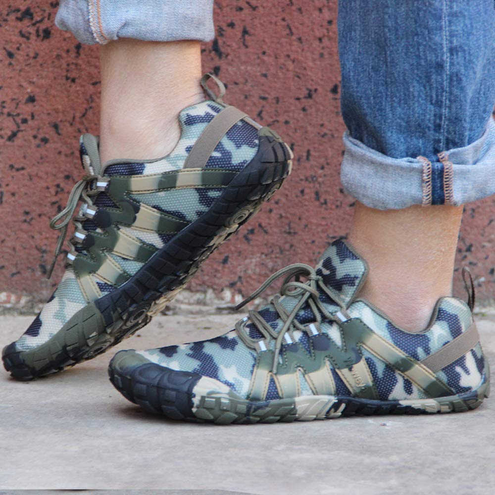 Barefoot Shoes Men Workout Running Cross Training Five Fingers Minimalist Running Zero Drop Wide Width Toe Box Trail Runners Camouflage Shoe Size 10 Camo Green