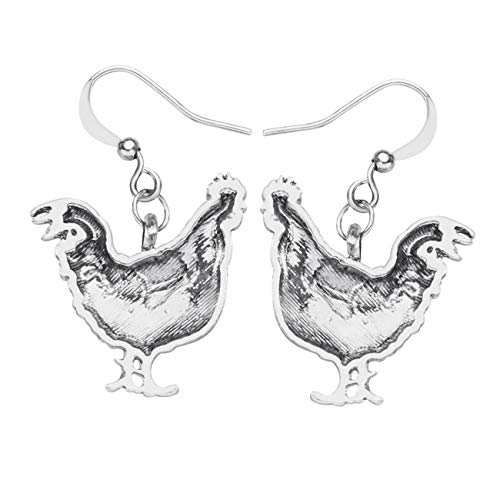 DUOWEI Cute Enamel Chicken Gifts Earrings Dangle Jewelry Accessories for Women Hypoallergenic Charms (Grey)