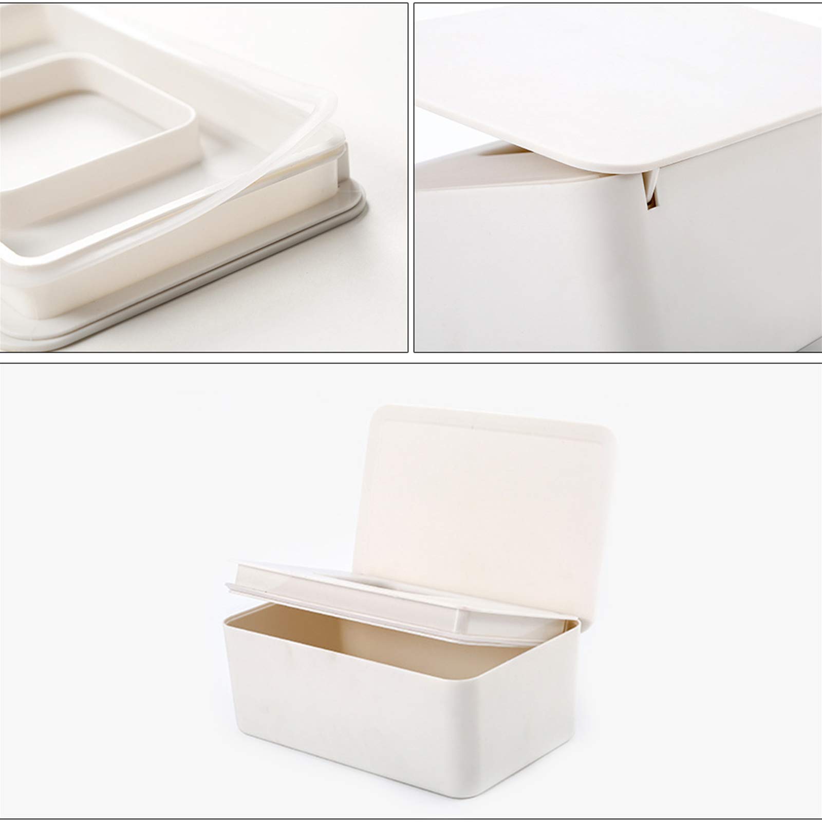 Cuayaes White Tissue Box Cover, Refillable Baby Wipes Dispenser with Sealed Lid, Modern Desktop Tissue Box Holder Napkin Organizer Container for Bathroom Car Office