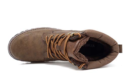 EYUSHIJIA Men's Hiking Boots Waterproof Outdoor Mid Ankle Lightweight Snow Shoes Trekking Trails(11, Brown-07-Fur Lining)