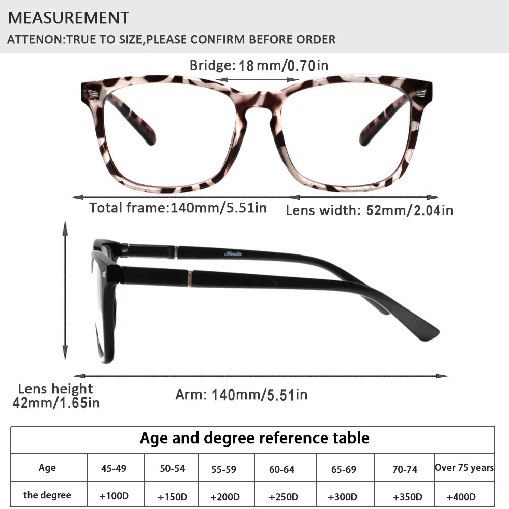 Henotin 4-Pack Blue Light Blocking Reading Glasses Women Men,Spring Hinge Computer Readers,Anti UV Ray Square Nerd Eyeglasses (Mixed Color, 0.75, Diopters)