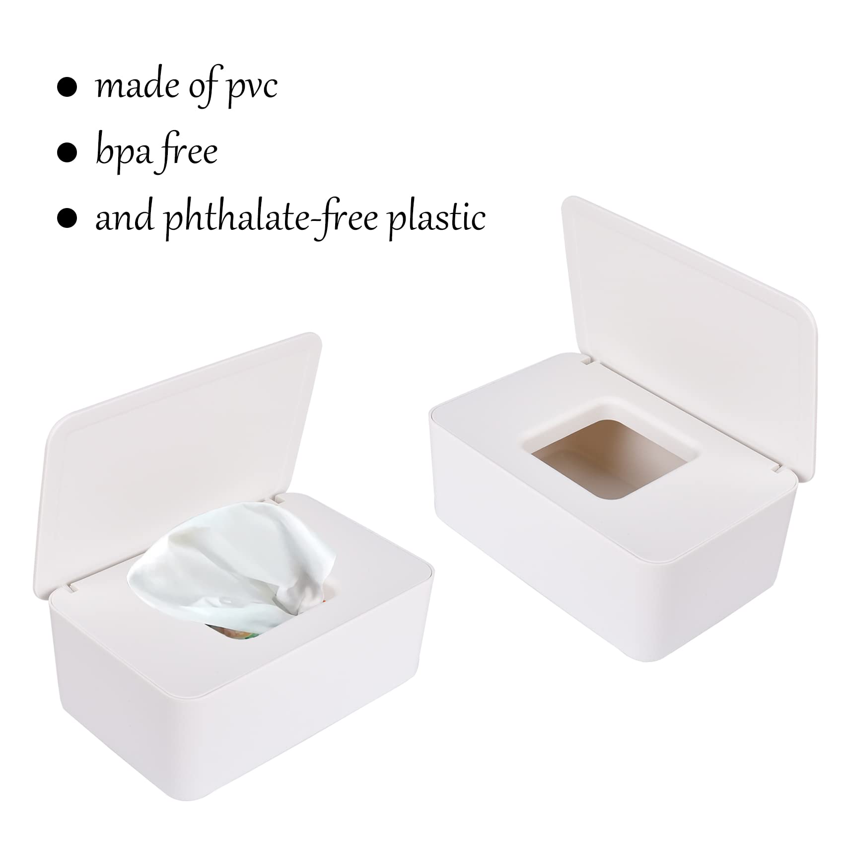 Cuayaes White Tissue Box Cover, Refillable Baby Wipes Dispenser with Sealed Lid, Modern Desktop Tissue Box Holder Napkin Organizer Container for Bathroom Car Office