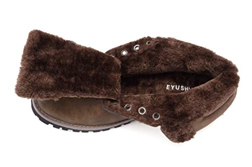 EYUSHIJIA Men's Hiking Boots Waterproof Outdoor Mid Ankle Lightweight Snow Shoes Trekking Trails(11, Brown-07-Fur Lining)