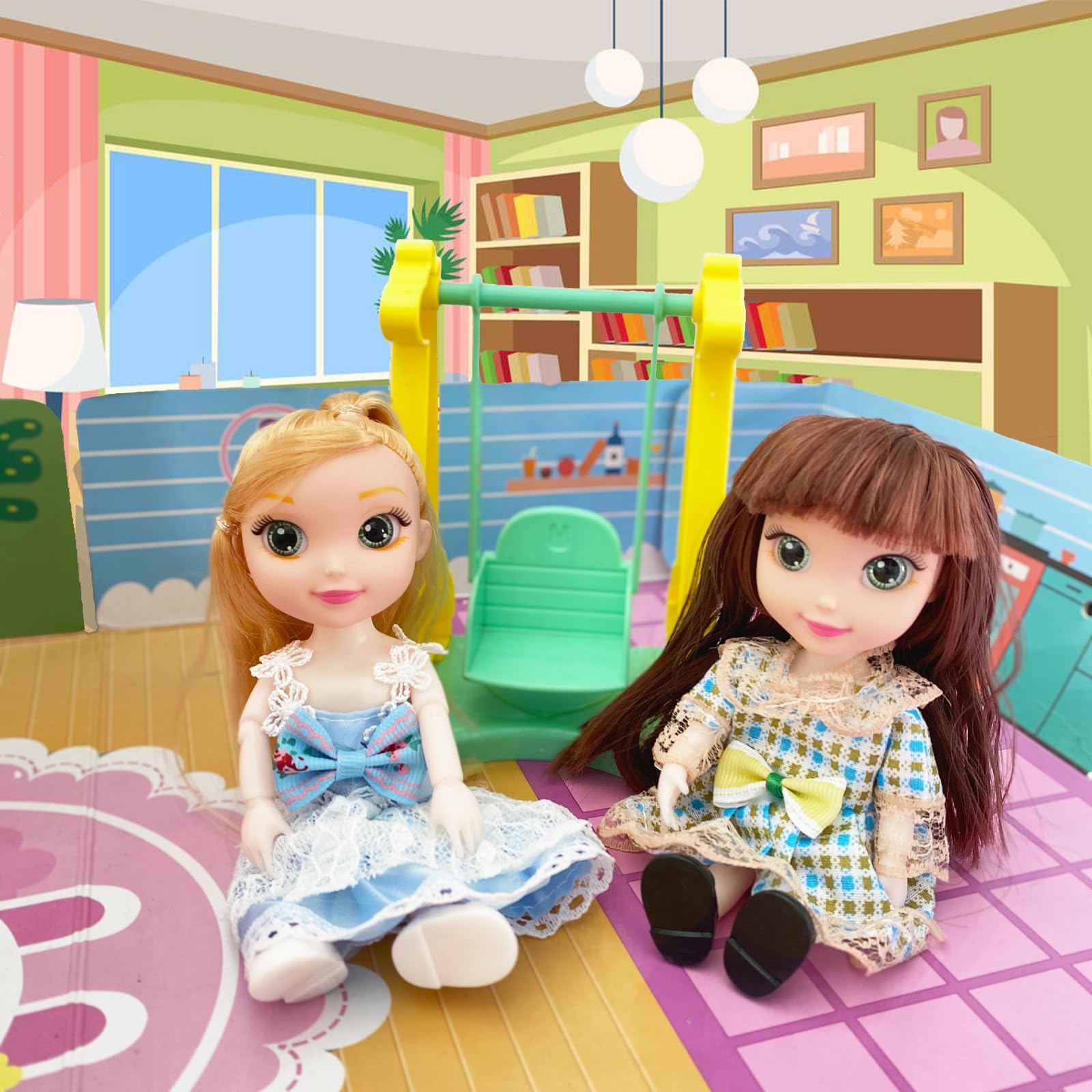 JING SHOW BUSSINESS 5 Sets Doll Clothes for 6 inch Mini Doll ,Include 5 Pieces Girl Mini Dolls, 5 Sets Handmade Doll Clothes and 5 Pairs of Doll Shoes