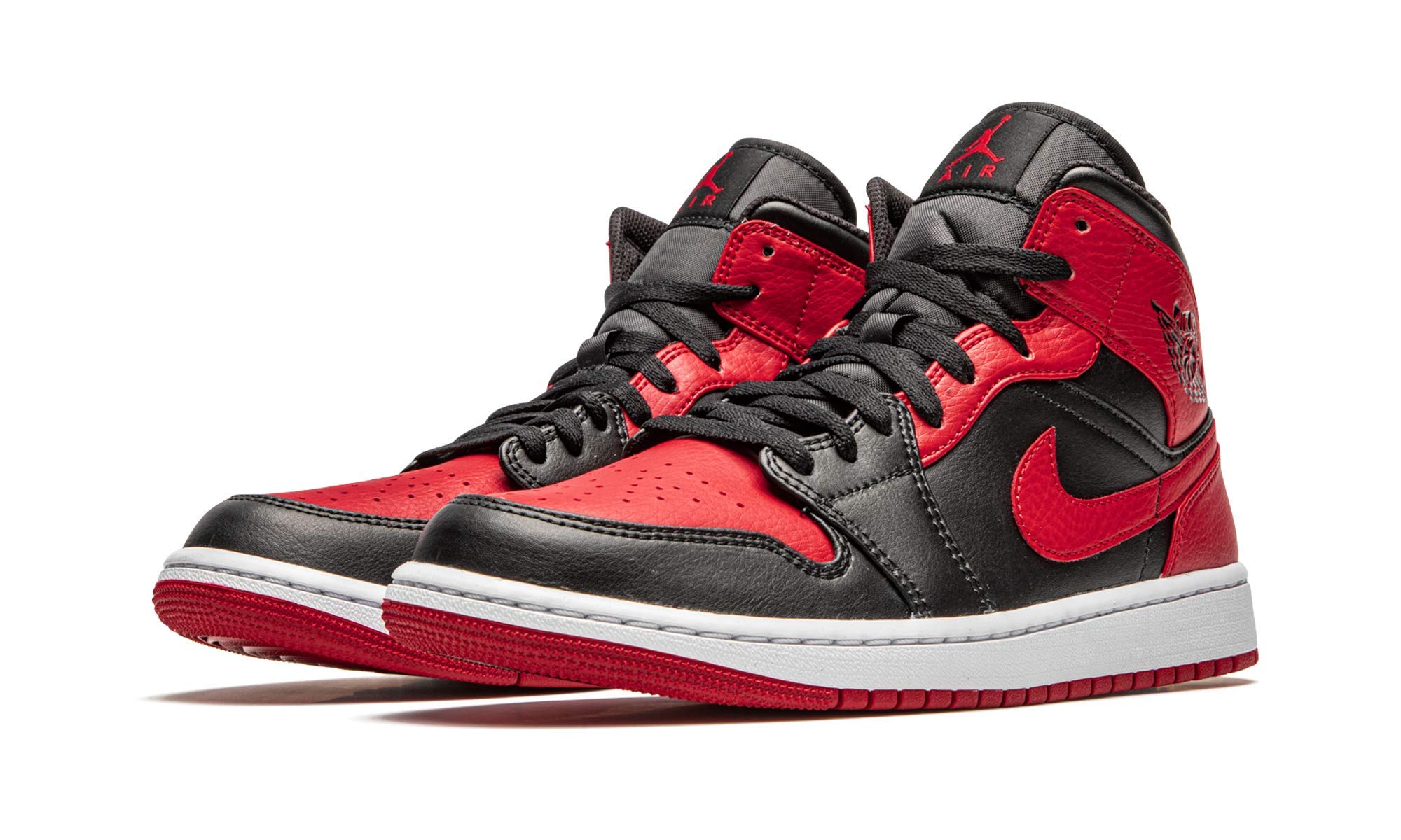Nike Women's WMNS Air Jordan 1 Mid Trainers, Black Gym Red White, 15 Men