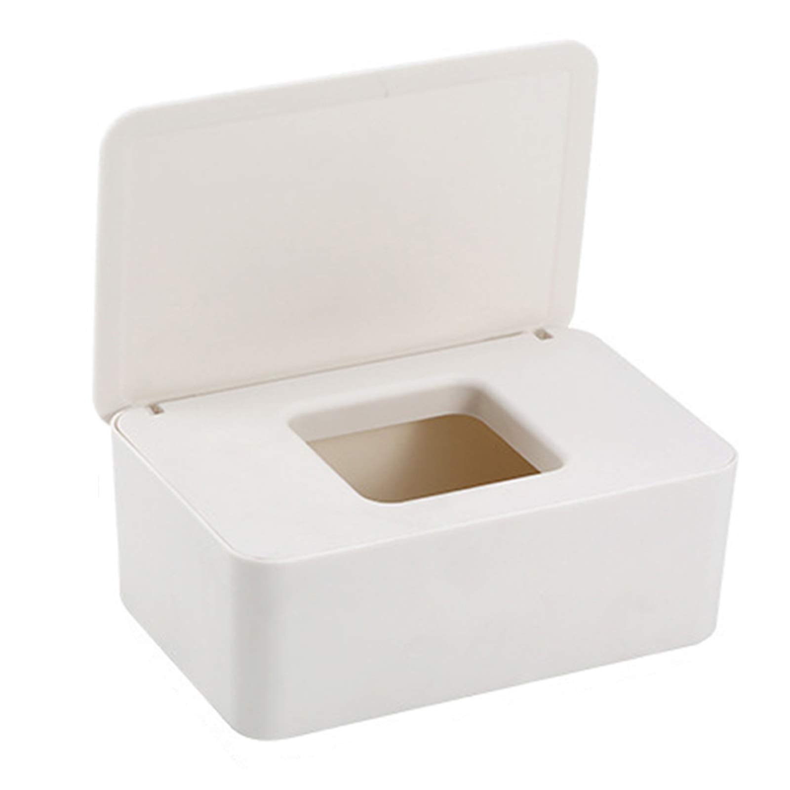 Cuayaes White Tissue Box Cover, Refillable Baby Wipes Dispenser with Sealed Lid, Modern Desktop Tissue Box Holder Napkin Organizer Container for Bathroom Car Office
