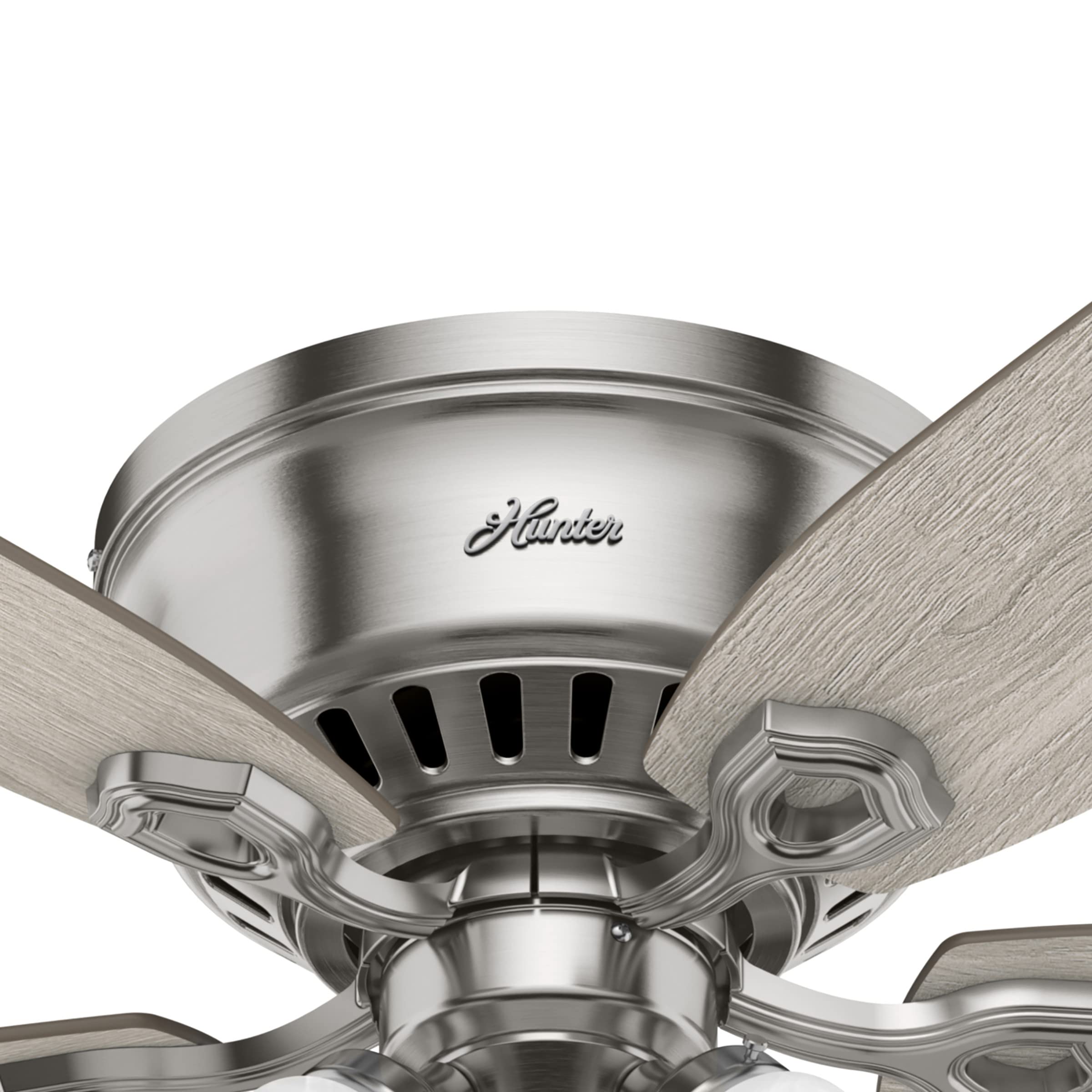 Hunter Fan Company Builder 52-inch Indoor Brushed Nickel Traditional Ceiling Fan With Bright LED Light Kit, Pull Chains, and Reversible WhisperWind Motor Included