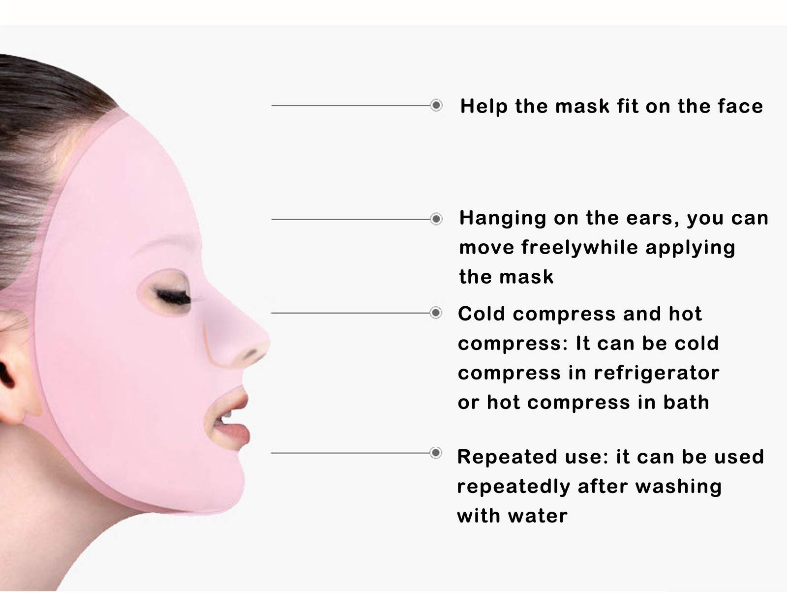 Angzhili 2 Pack Silicone Moisturizing Mask for Sheet Mask,Reusable Facial Mask Cover with Hook,Sheet Mask Cover for Slow Down the Evaporation of Mask Essence,Face Care Tool (White)