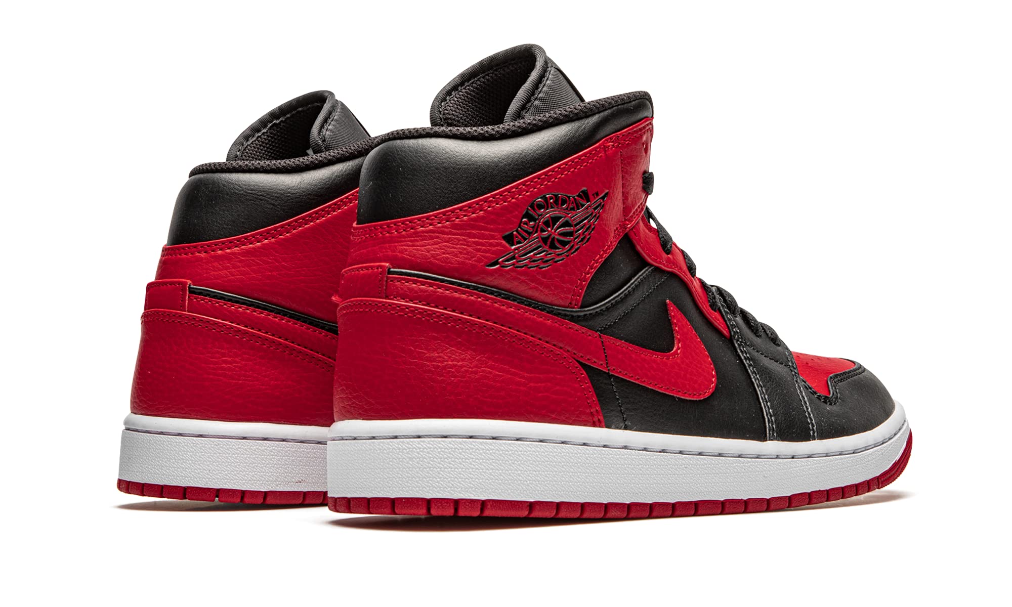 Nike Women's WMNS Air Jordan 1 Mid Trainers, Black Gym Red White, 15 Men