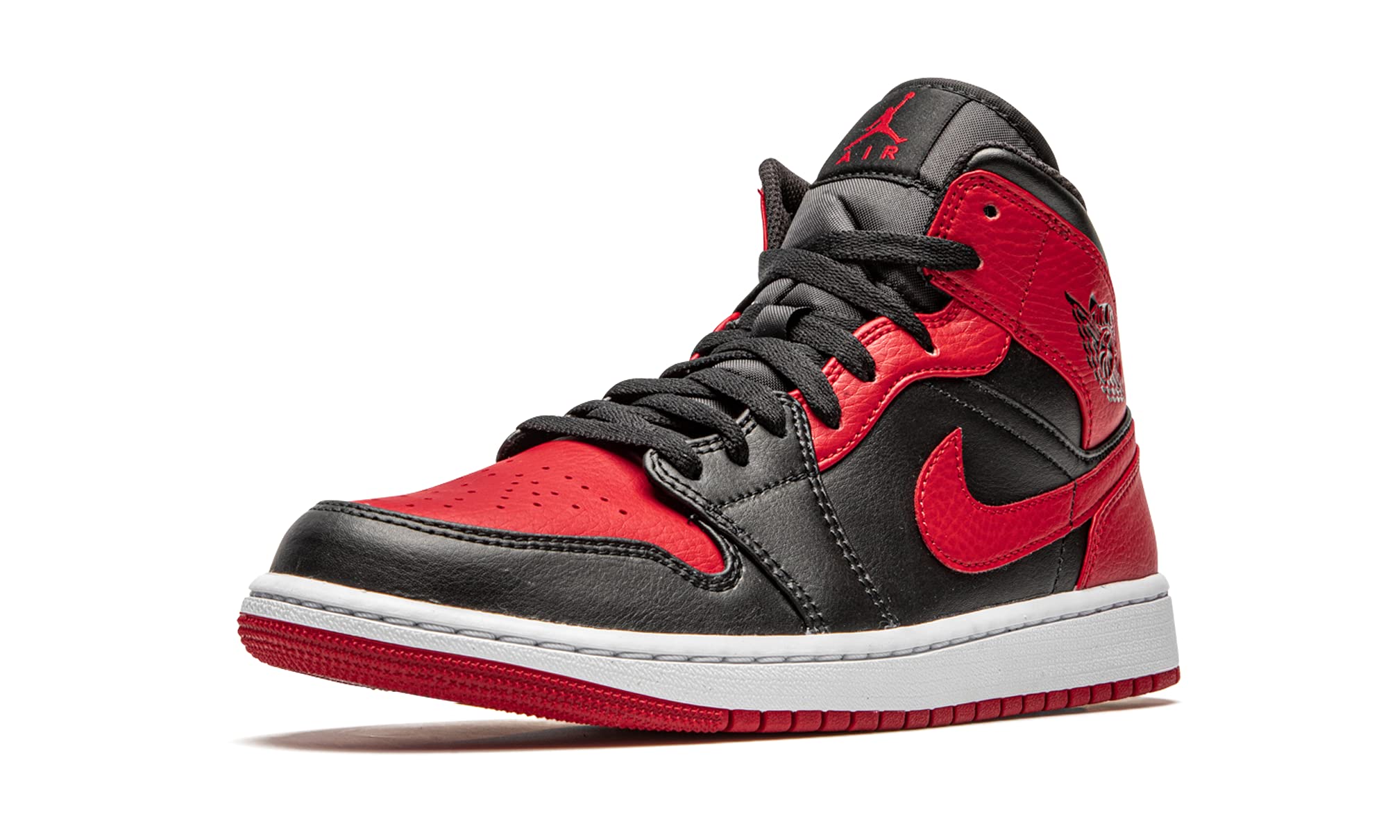 Nike Women's WMNS Air Jordan 1 Mid Trainers, Black Gym Red White, 15 Men