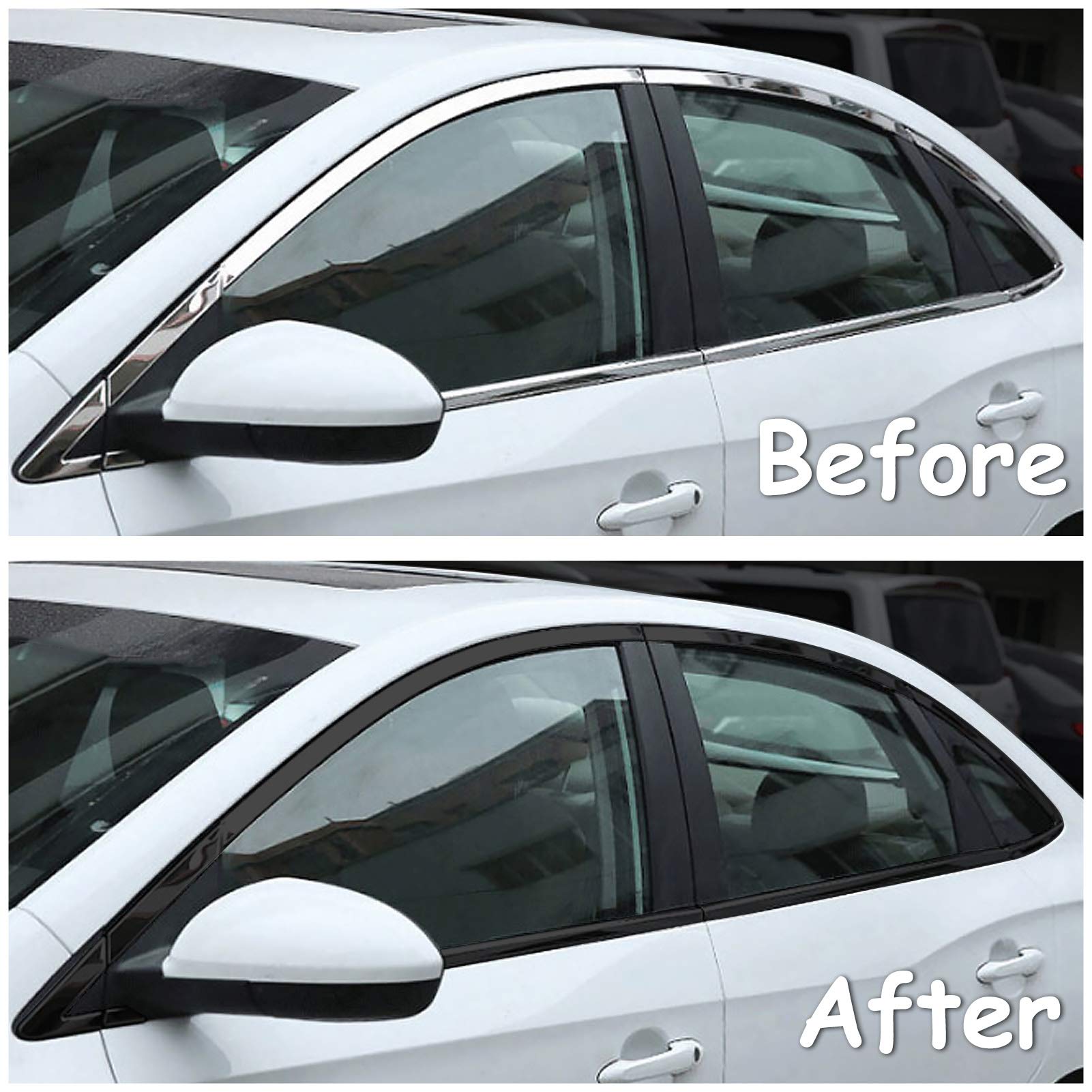 LZLRUN Free Tool Kit High Gloss Vinyl Wrap Kit for Black Out Chrome Delete Window Trim Door Trim (2Inches x 30Feet)