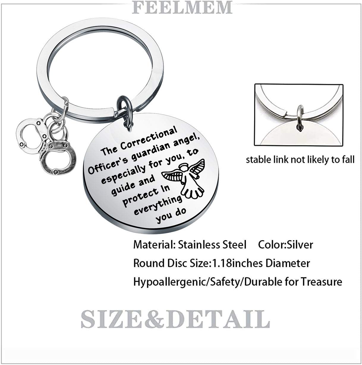 FEELMEM Correctional Officer Prayer Jewelry A Correctional Officer's Guardian Angel Protect in Everything You Do Keychain Gift for Jailer Prison Guard (The Correctional)