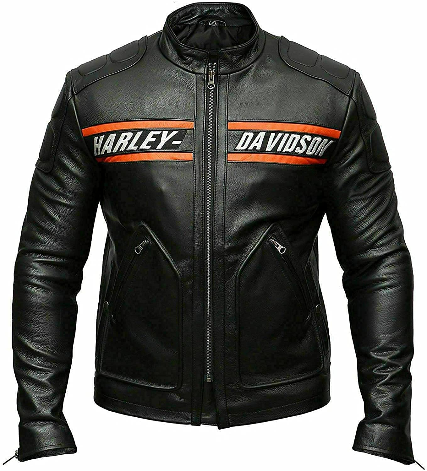 Bill Goldberg Classic Men's Harley Davidson Black Leather Motorcycle Jacket (XXL)