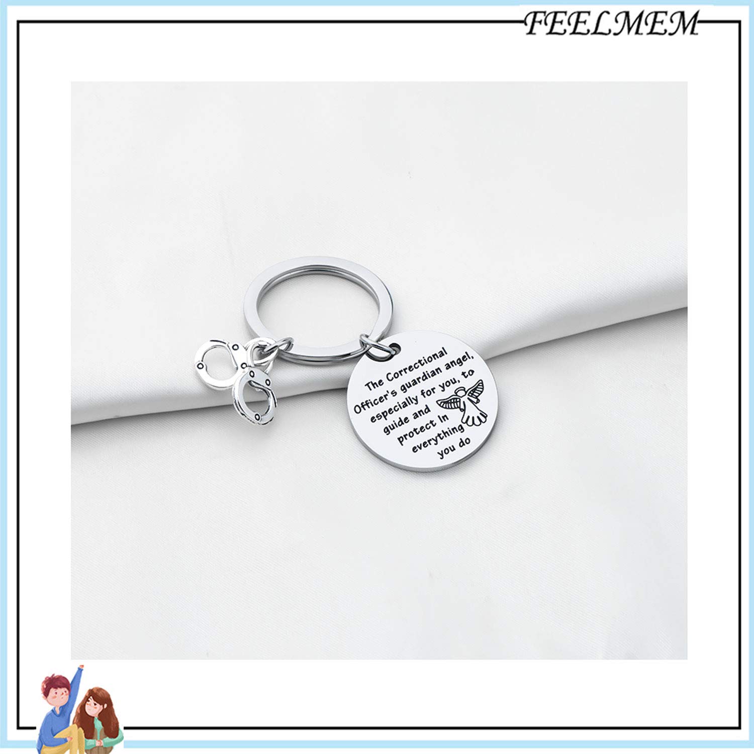 FEELMEM Correctional Officer Prayer Jewelry A Correctional Officer's Guardian Angel Protect in Everything You Do Keychain Gift for Jailer Prison Guard (The Correctional)