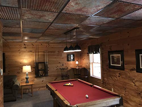 From Plain To Beautiful In Hours 261 Ridged Metal PVC 2' x 4' Lay-in Ceiling Tile (Covers / 8 sq.ft), Old Tin Roof, 1 Piece