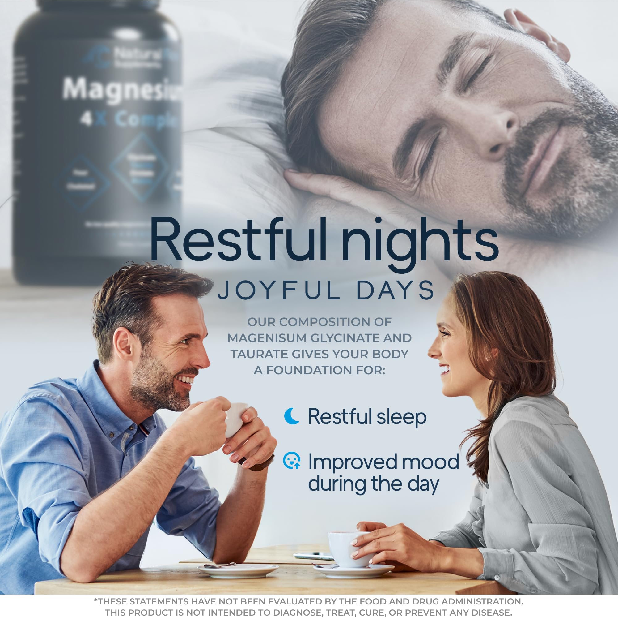 Natural Flow 4X Magnesium Supplement, Magnesium Glycinate, Taurate, Malate, Orotate Complex, Calm Sleep and Cramp Support Blend, No Mag Citrate or Oxide, 120 Capsules
