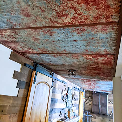 From Plain To Beautiful In Hours 261 Ridged Metal PVC 2' x 4' Lay-in Ceiling Tile (Covers / 8 sq.ft), Old Tin Roof, 1 Piece