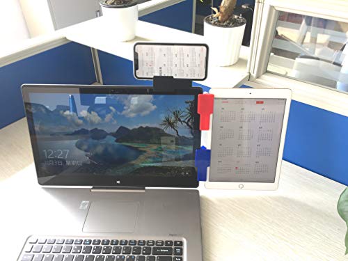 xcivi Phone Tablet to Laptop Clip/ Connect Laptop Clip/ Laptop Side Mount /Duo Screens Mount for Laptop and Monitor (Black - 2pack)