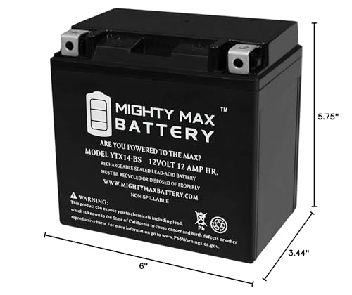Mighty Max Battery YTX14-BS Battery Replaces Honda 420 TRX420 FourTrax Rancher 2x4 2020