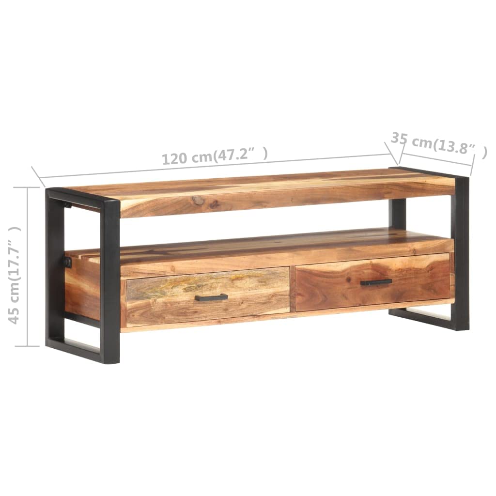vidaXL TV Stand, TV Unit for Living Room, Sideboard with Shelf, TV Console Media Unit Cupboard, Industrial Style, Solid Wood with Honey Finish