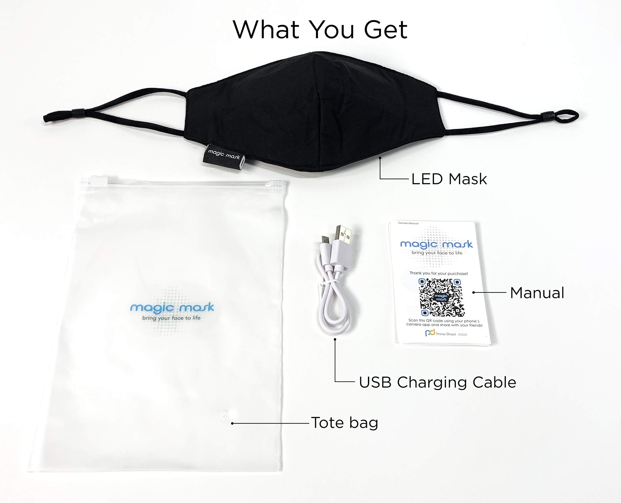Magic Mask LED Lighted Face Mask, Smart Face Cover, Digital Programmable Lights, Bluetooth App Controlled, Wireless, Adults, Men, Women