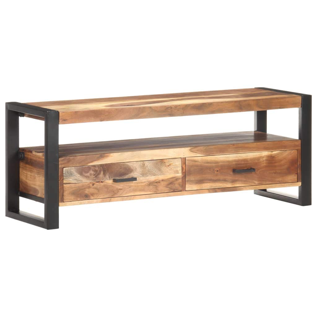 vidaXL TV Stand, TV Unit for Living Room, Sideboard with Shelf, TV Console Media Unit Cupboard, Industrial Style, Solid Wood with Honey Finish