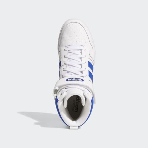 adidas Men's Postmove Mid Basketball Shoe, White/Team Royal Blue/Grey, 8