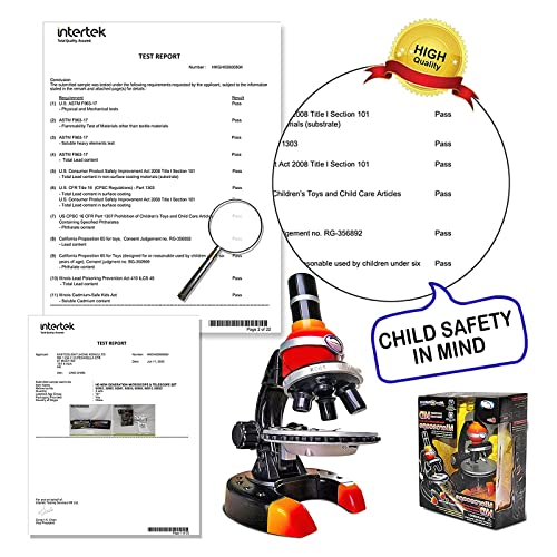 Microscope Kit for Kids 8-12,Ideal Science Experiment Toys for Boy Girl.Student Educational STEM Project,1250x Beginner Microscope,7X Magnifier Set to Child Activities.Gift Package for Age 8 9 10 11