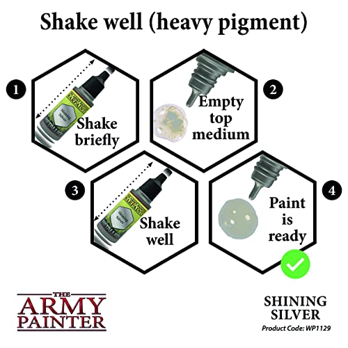 The Army Painter Warpaints Metallics: Shinning Silver β 1x 18ml Acrylic Paint Hobby Paint β Dungeons and Dragons Miniatures, Warhammer 40K Miniatures, Models β TTRPG D&D DND (WP1129)