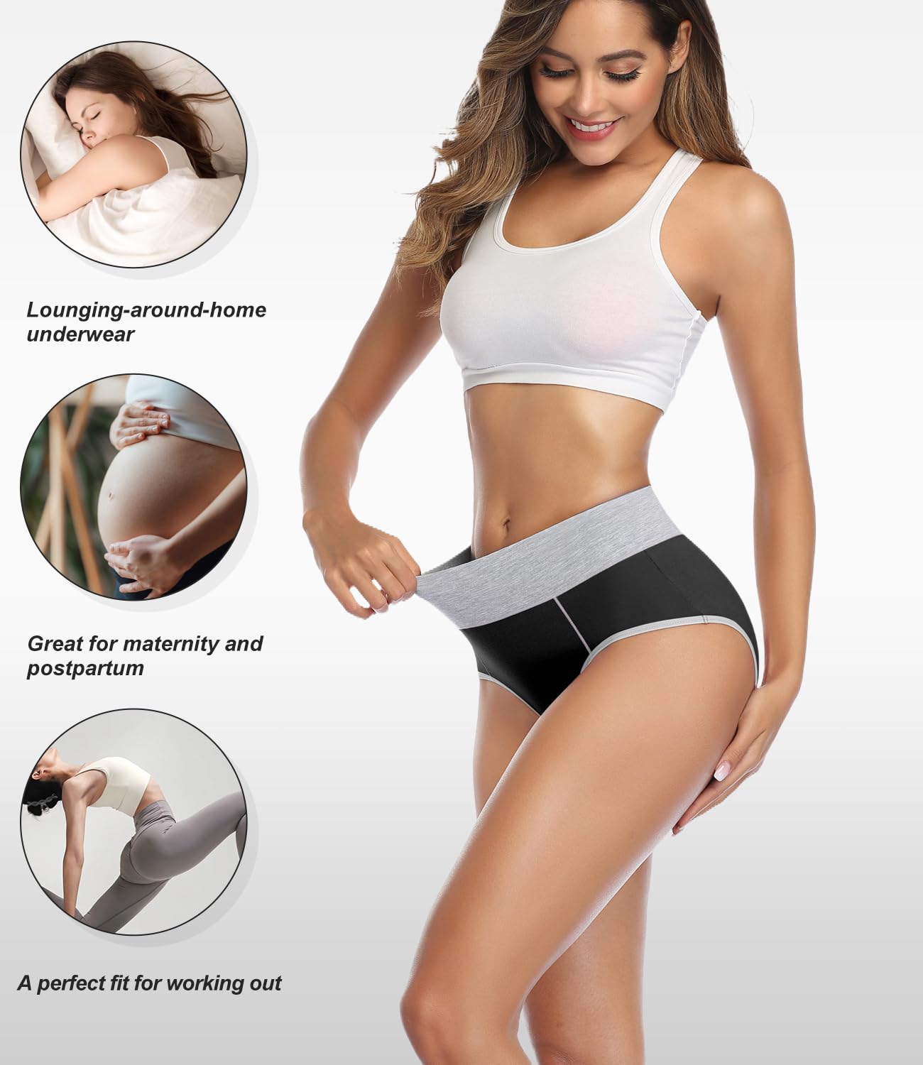 wirarpa Women's Soft Cotton Underwear Briefs Breathable 5 Pack High Waist Full Coverage Multicolor Ladies Panties Large