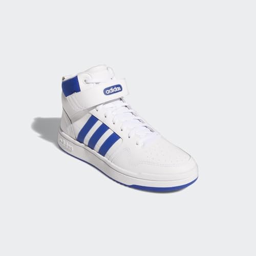 adidas Men's Postmove Mid Basketball Shoe, White/Team Royal Blue/Grey, 8