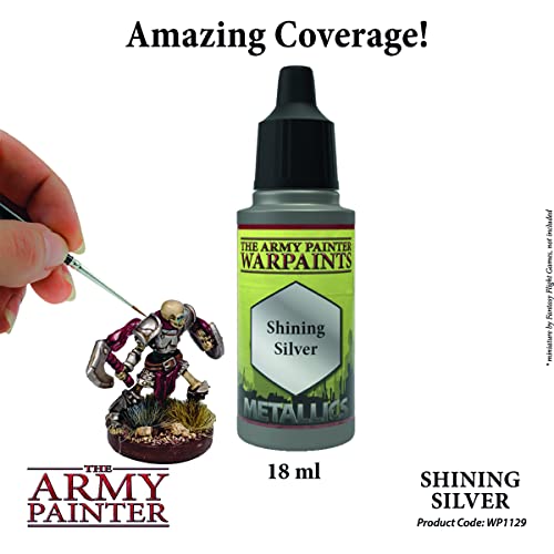 The Army Painter Warpaints Metallics: Shinning Silver β 1x 18ml Acrylic Paint Hobby Paint β Dungeons and Dragons Miniatures, Warhammer 40K Miniatures, Models β TTRPG D&D DND (WP1129)