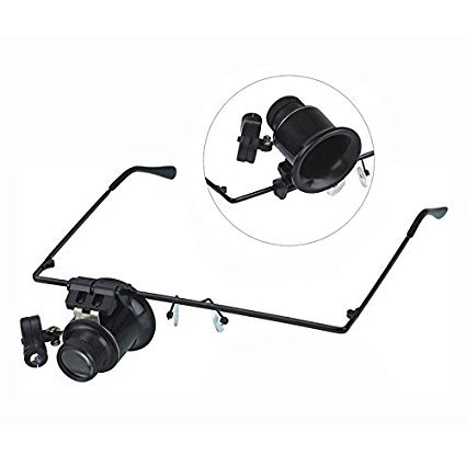 Watch Repair Eye Magnifier Glasses 20X Magnifying Glasses Loupe Jeweler LED Light Lamp Single Lens