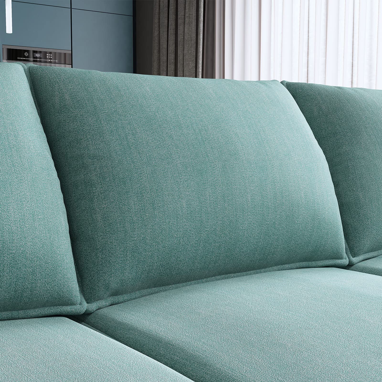 HONBAY Modern Fabric Middle Module for Modular Sofa Customizable Sectional Sofa Couch Accent Armless Chair, Aqua Blue