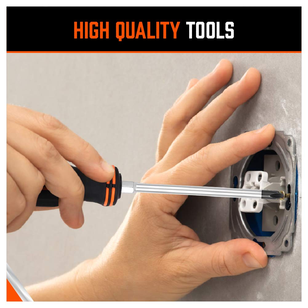 HORUSDY 10-Pieces Magnetic Screwdriver Set, 4 Phillips and 5 Flat Head Tips Screwdriver for Fastening and Loosening Seized Screws