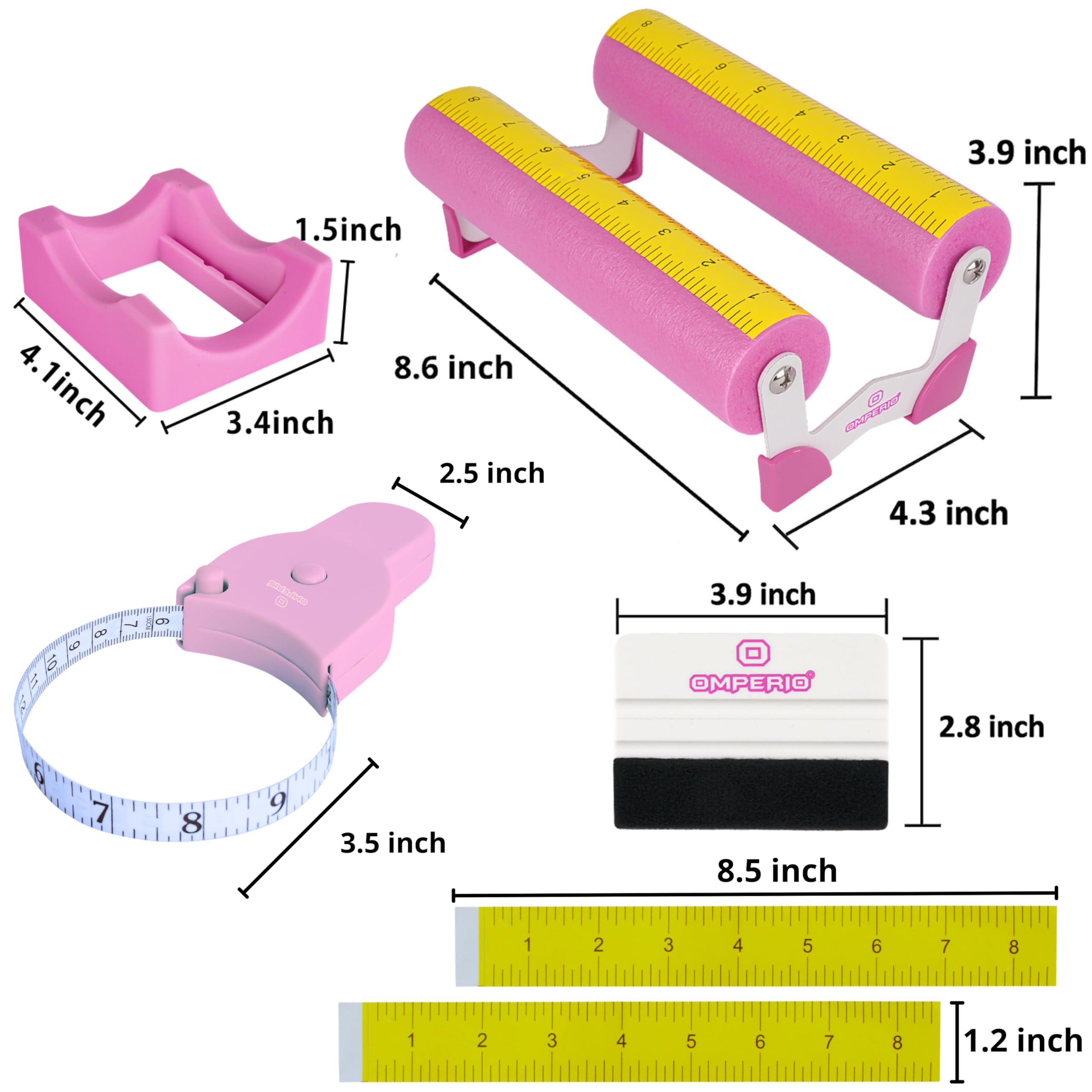 OMPERIO Cup Cradle for Crafting Tumbler, Cup Cradle for Tumblers with Felt Edge Squeegee to Apply Vinyl Decals with Measurements for Mugs (Pink)