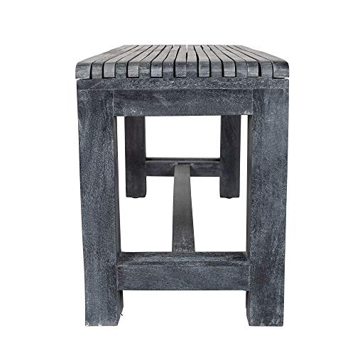 East at Main Bench, Extendable Bench Made of Solid Mango Wood, can Extend from 35" to 60" (Black)