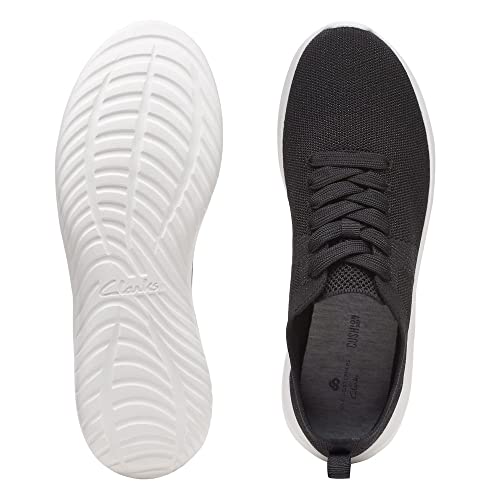 Clarks Women's Nova Glint Sneaker, Black Knit, 7