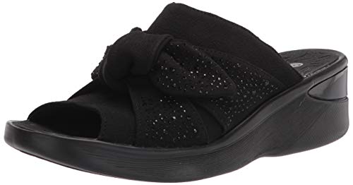 BZees womens Smile Bright Slide Sandal, Black Sparkle, 9.5 US