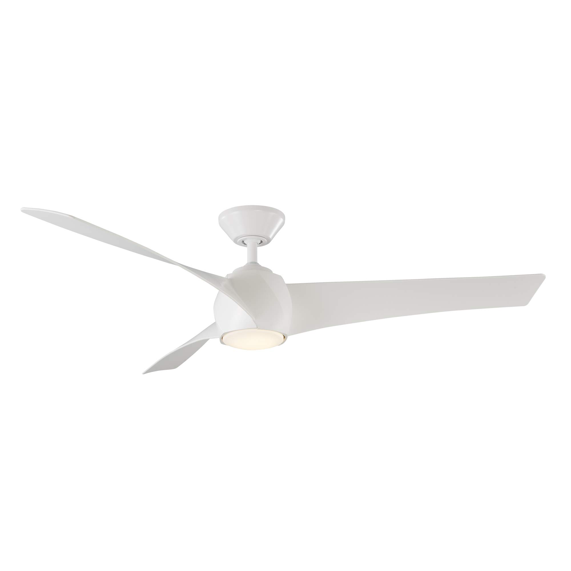 Modern Forms Twirl Smart Indoor and Outdoor 3-Blade Ceiling Fan 58in Matte White 3000K LED Light Kit and Remote Control worksworks with Alexa and iOS or Android App